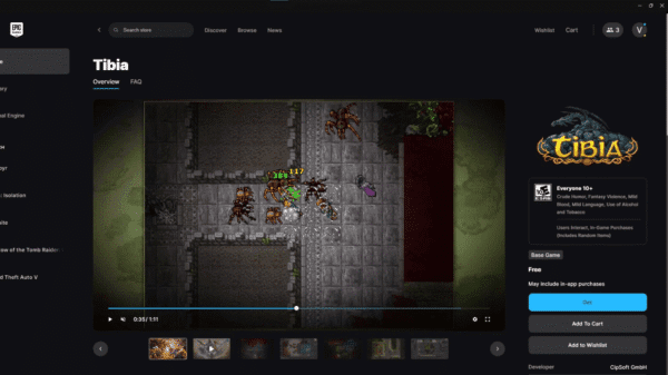 Tibia llega a Epic Games Store: el clásico MMO ¡Sigue vivo!